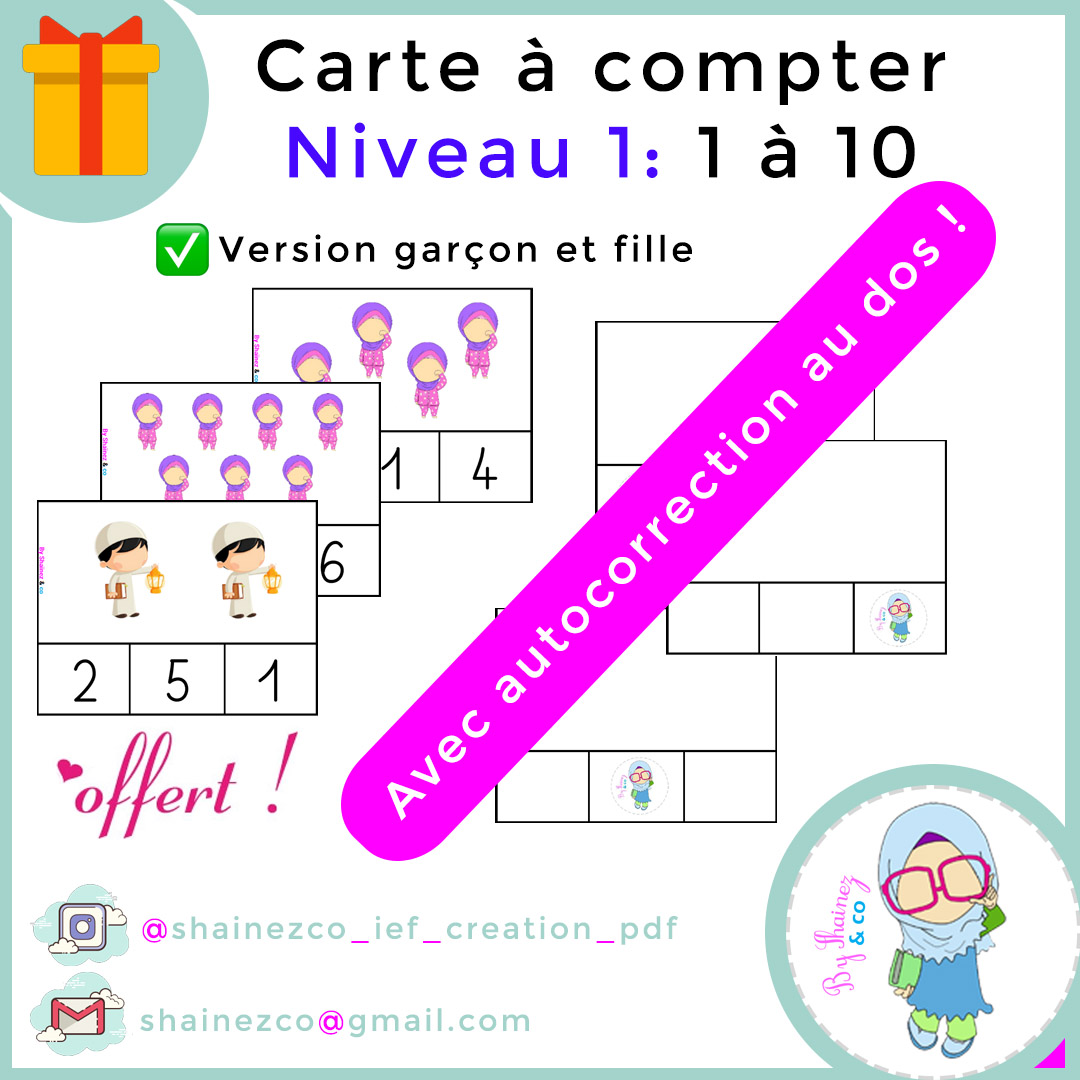 Cartes à compter niveau 1 de 1 à 10 - Shainez & co